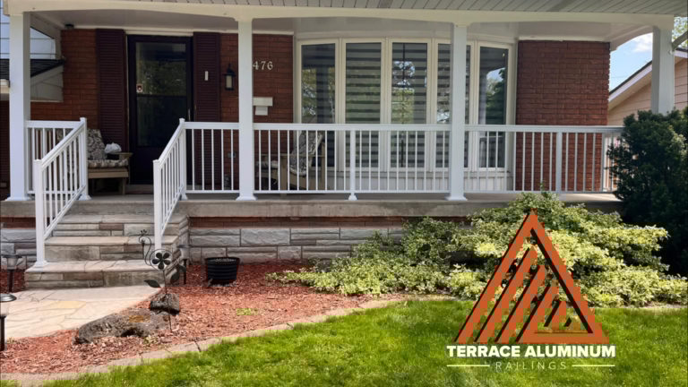 White Aluminum Railing at Terrace Aluminum Railings