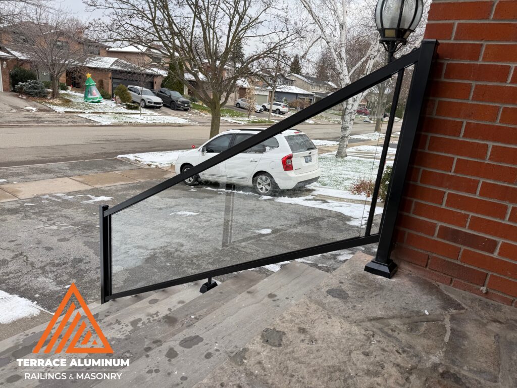 Glass Railing Upgrade on a Rebuilt Staircase in Mississauga (Port ...