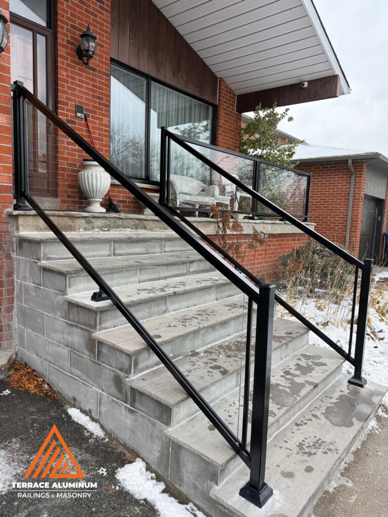 Glass Railing Upgrade on a Rebuilt Staircase in Mississauga (Port ...